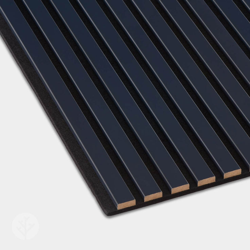 Midnight Blue Acoustic Wall Panels | Modern Slat Finish